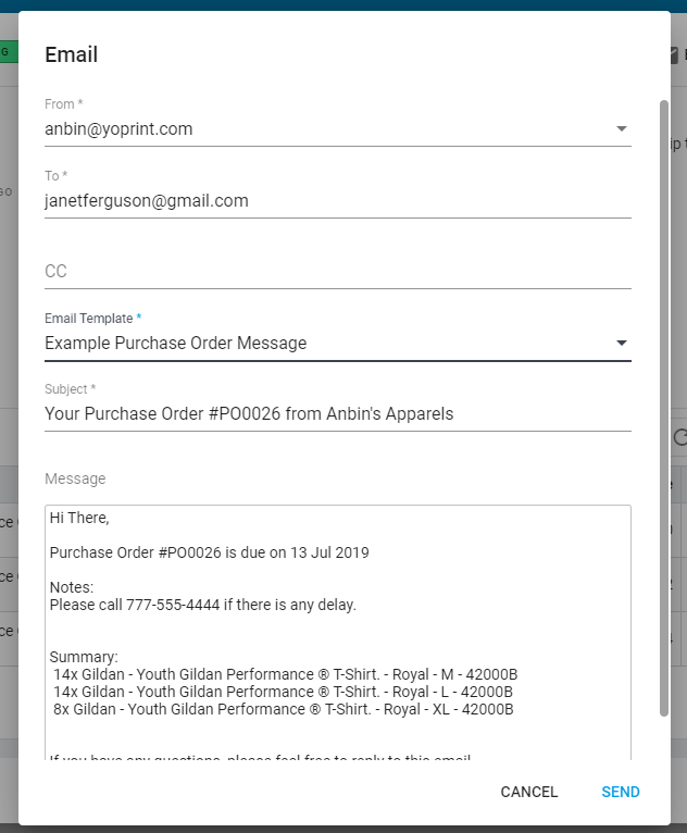 Email Purchase Order Details YoPrint Knowledge Base Email Purchase Order Details YoPrint Knowledge Base